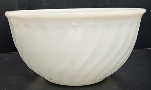 Fire-King Ware Anchor Hocking White Swirl Bowl 8" USA Vintage | eBay