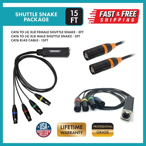 Cat6 Cable Bundle (Various Lengths) with 4 XLR 3Pin Female & Male ...
