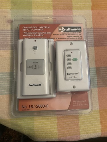Craftmade Ceiling Fan Universal Remote Control UC-2000-2 Canopy Hand ...