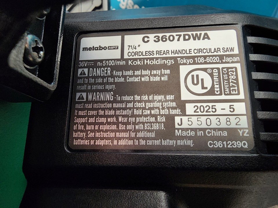 Metabo HPT 7-1/4-in 36V Circular saw C3607DWA | eBay