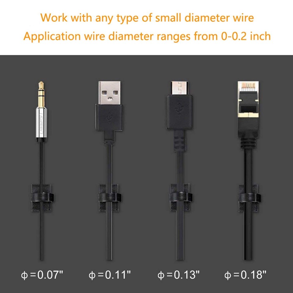 Adhesive Clips Strong Wire Holders 100 Pack Self-Adhesive Wire Clip ...