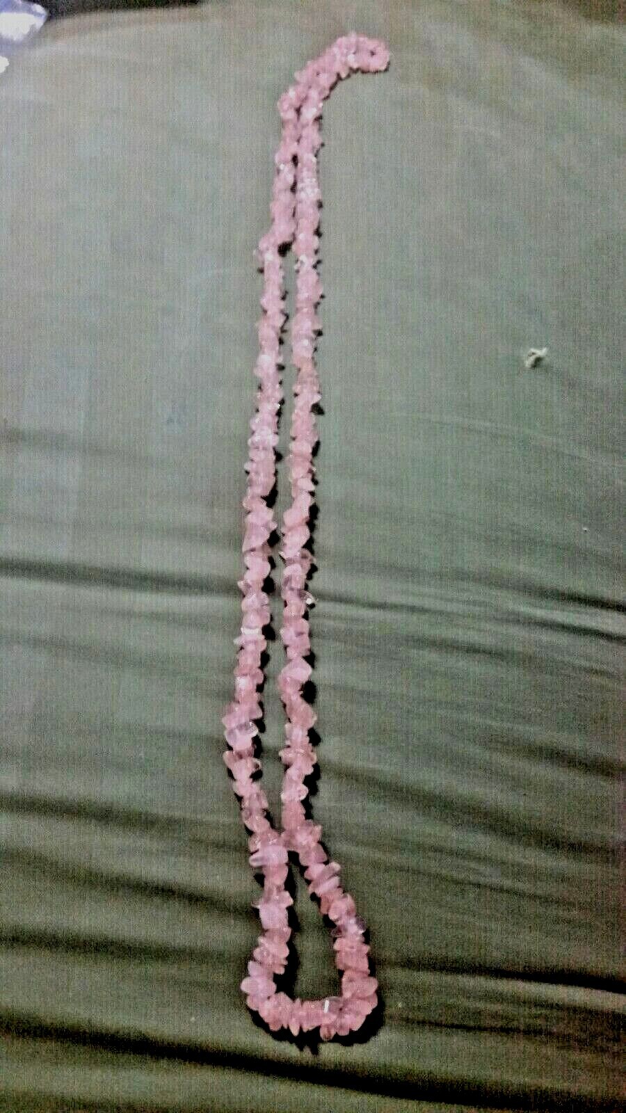Beautiful Long Pink Necklace Agate Quartz Rose Chip Double Strand #415 ...