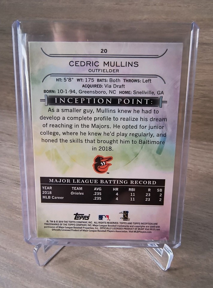 2019 Topps Inception - Green #20 Cedric Mullins (RC) Baltimore Orioles ...