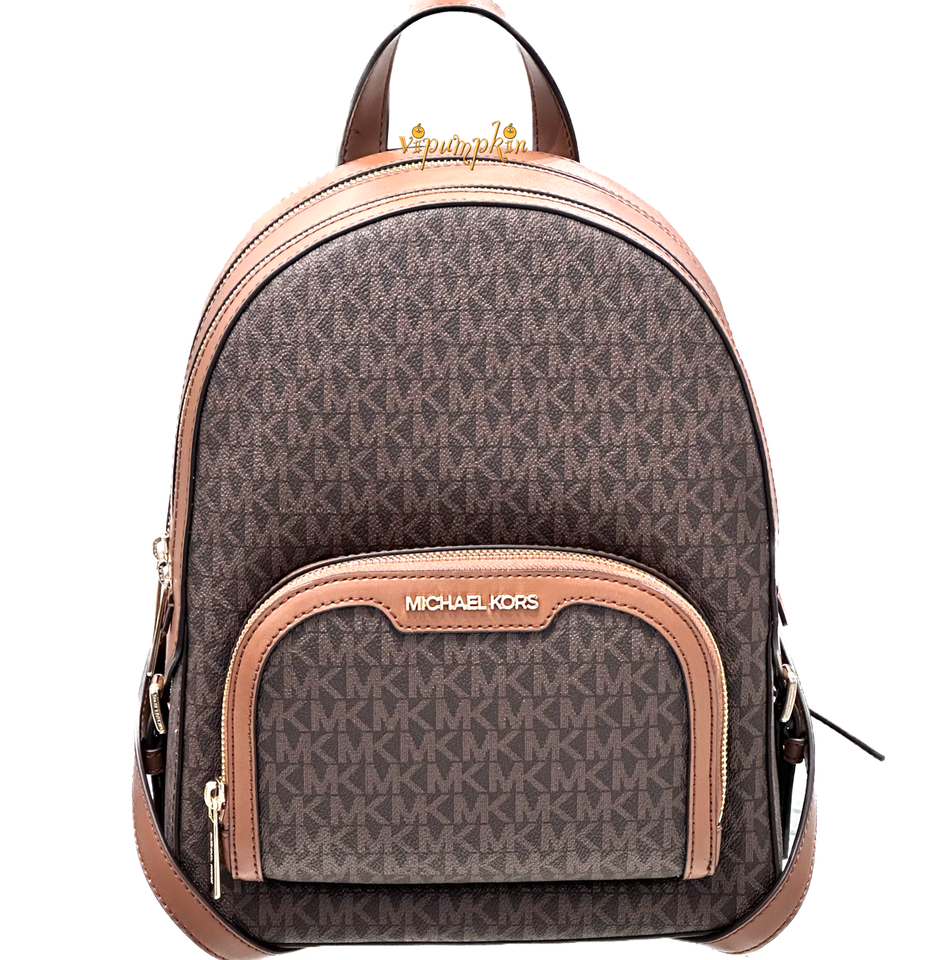 Michael Kors Jaycee Medium MK Signature Logo Backpack Luggage Brown | eBay