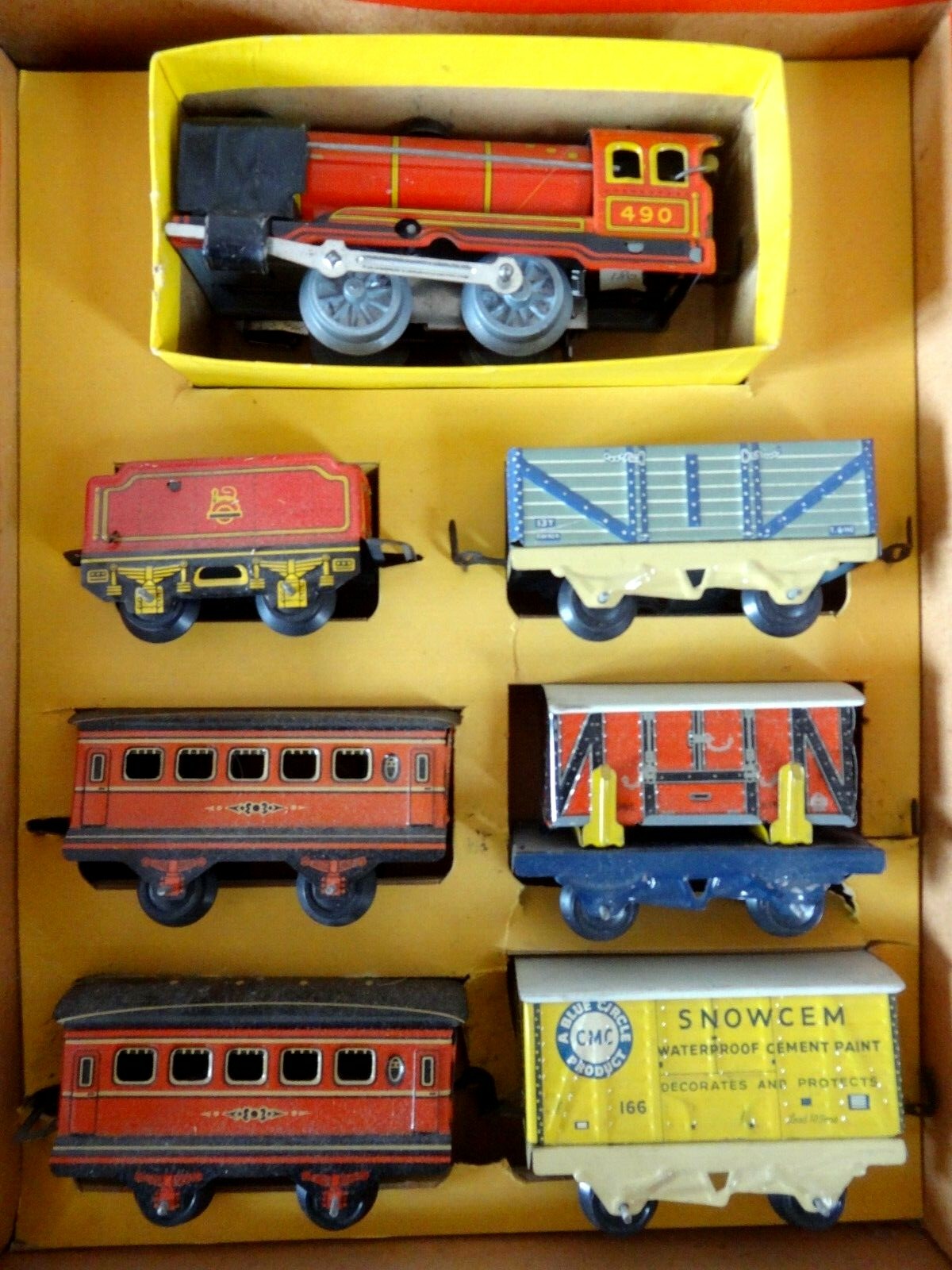 Vintage RARE tin toy Wind up combination passenger train set Mettoy ...