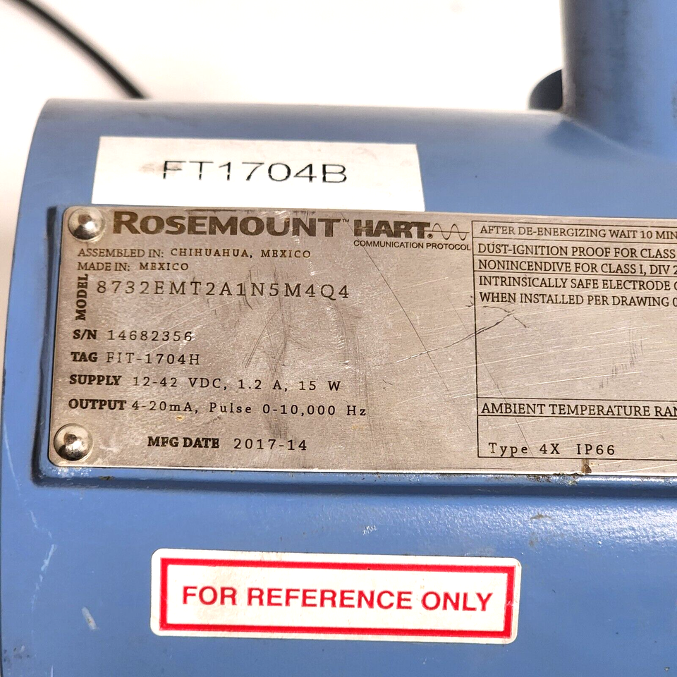 Rosemount 8732EMT2A1N5M4Q4 Flow Transmitter 12-42VDC. NO DISPLAY OR ...