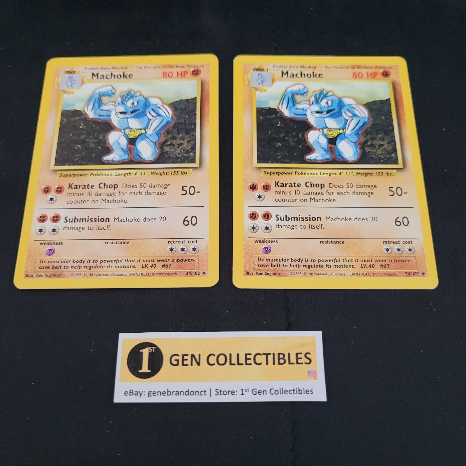 Lot of (2) 1999 Pokémon Base Set Unlimited Machoke 34/102 PL/DMG | eBay