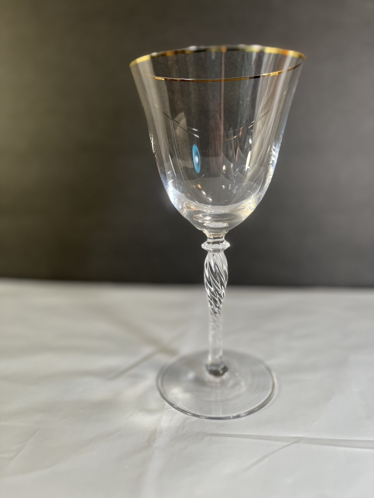 SASAKI Crystal Lead Stemware White Wine Japan Gold Trim RENAISSANSE 7 ...