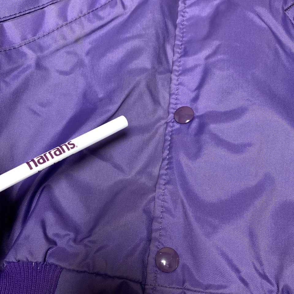 Vtg Nylon Varsity Jacket Sz Large Purple Baseball P Patch Made in USA ...