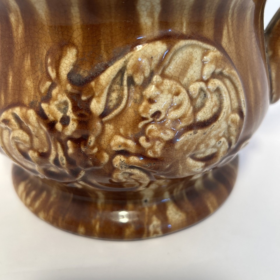 Vintage Bennington Rockingham Brown Mottled flowers 8 3/4" Pitcher | eBay
