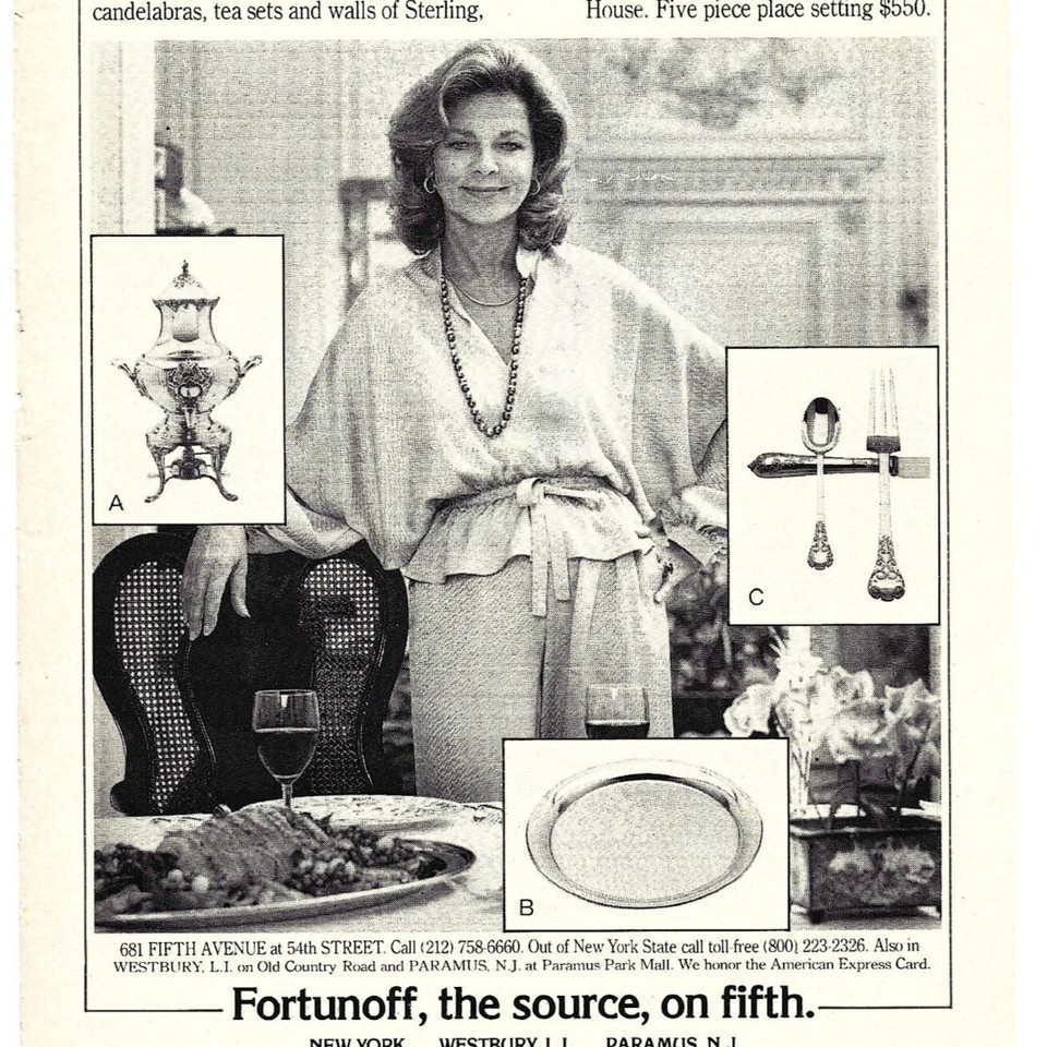 Fortunoff Lauren Bacall Actress Luxury Home Decor AD 1970s Vintage ...