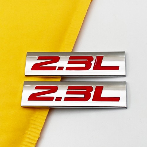 2x Red Metal 2.3L Car Fender Emblem Chrome V6 V8 Engine Car Trunk Badge ...