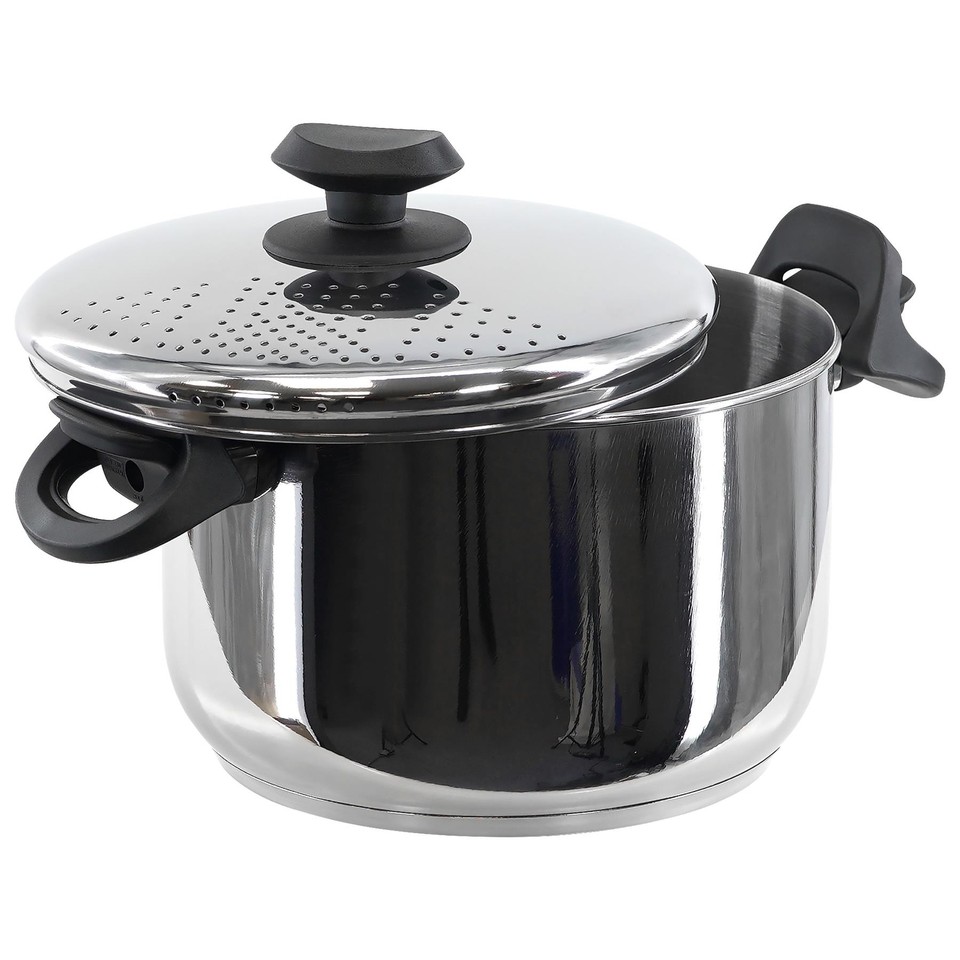 Stainless Steel Stockpot Pasta Spaghetti Pot Locking Strainer Lid ...
