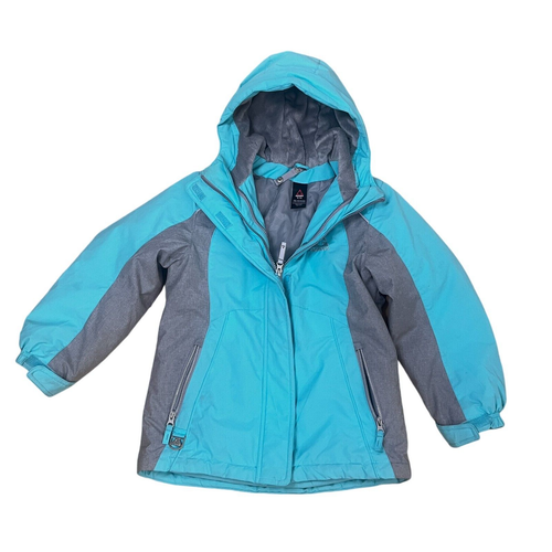 Gerry Girls Aqua Gray Insulated Water Resistant Outwear Hooded Jacket S ...