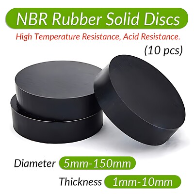 Neoprene Round Rubber Pads Disc Sheet - 10 Pack - Various Thicknesses ...