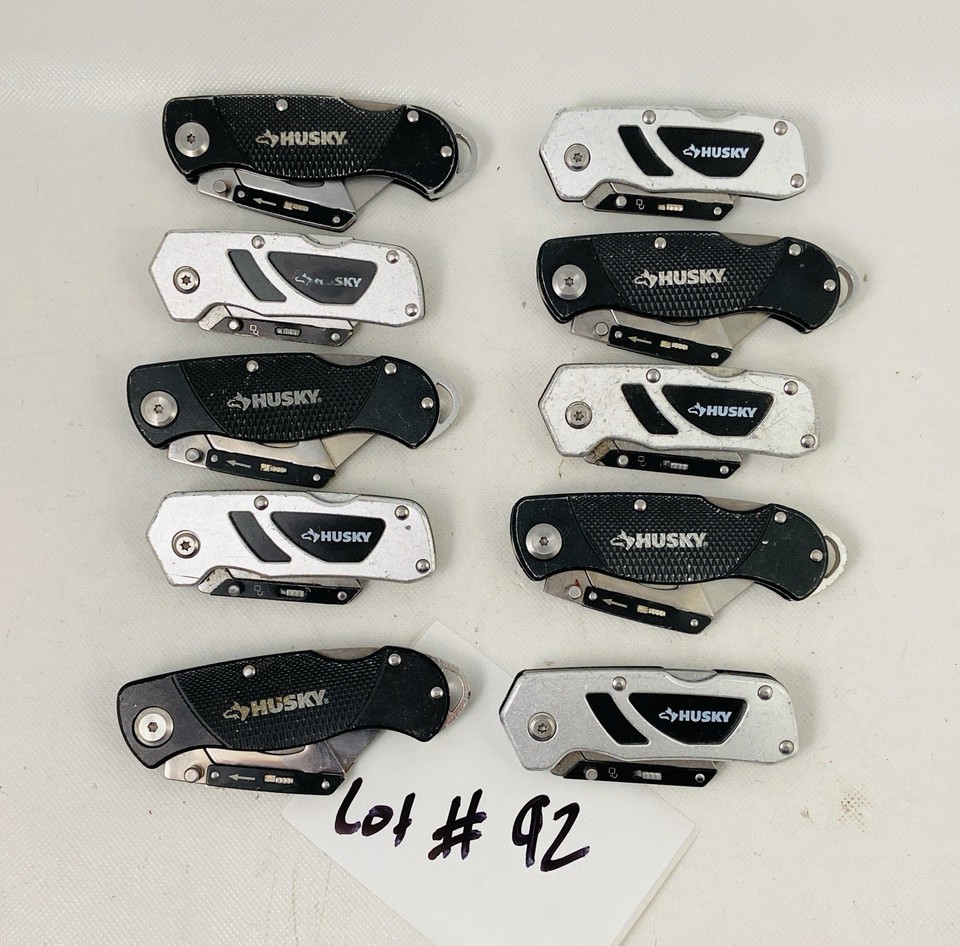 🌟Lot of 10 Husky Folding Lockback Pocket Utility Knife Razor Box Cutter ...