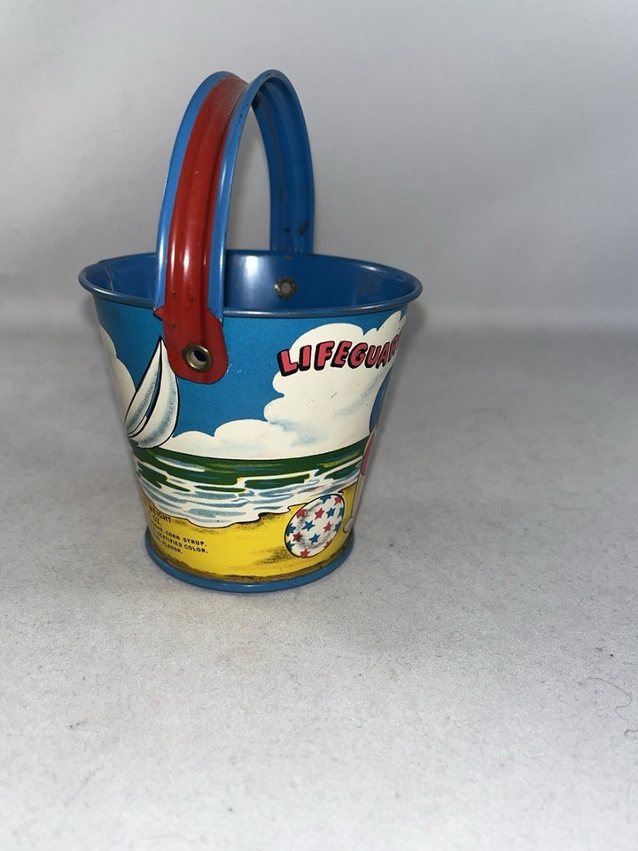 Vintage Tin Litho Children's Lifeguard Pops Candy Sand Pail | eBay