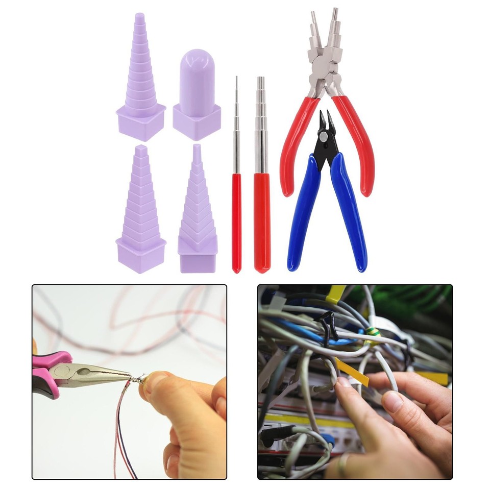 8Pcs Wire Looping Tool Bail Making Pliers Wire Looping Mandrel DIY Ring ...