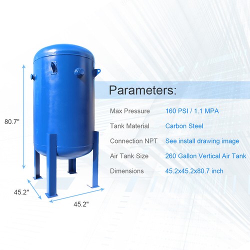 Quality 270 Gallon Industrial Air Compressor Air Tank Vertical 160 PSI ...