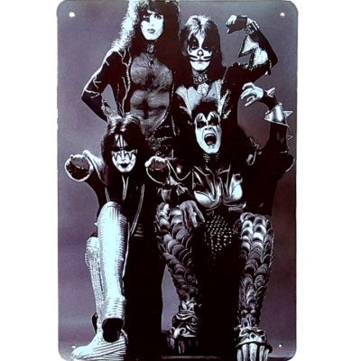 Vintage KISS Metal Sign Rock & Roll Band Poster Retro Music Tin Sign ...