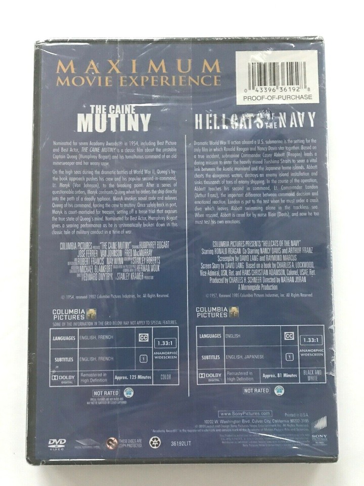 Double Feature- Bogart The Caine Mutiny Reagan Hellcats Of The Navy ...