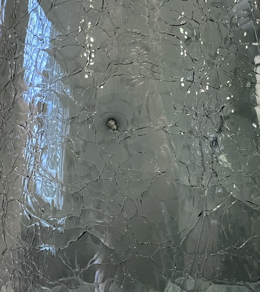 18” Blenko Pitcher 976 Charcoal Crackle Glass Crystal Handle By Winslow ...