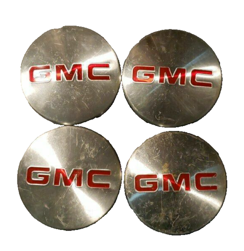 GMC Brushed Aluminum wheel Center Caps 22837060 83mm 3.25" Sierra Yukon ...