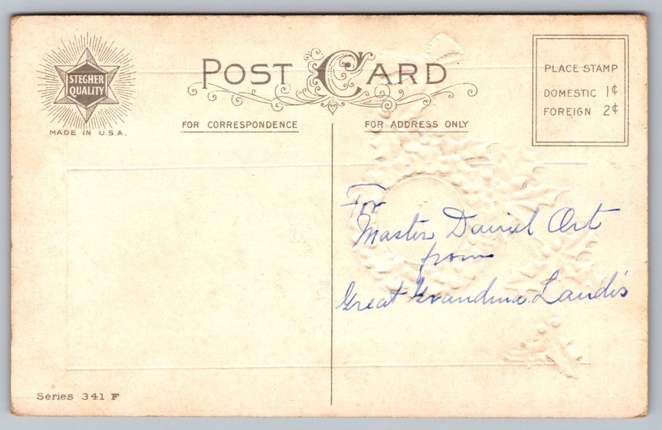 Postcard: New Year, Embossed, Stecher Lith Co., Series 341 F, Unposted w. Note | eBay