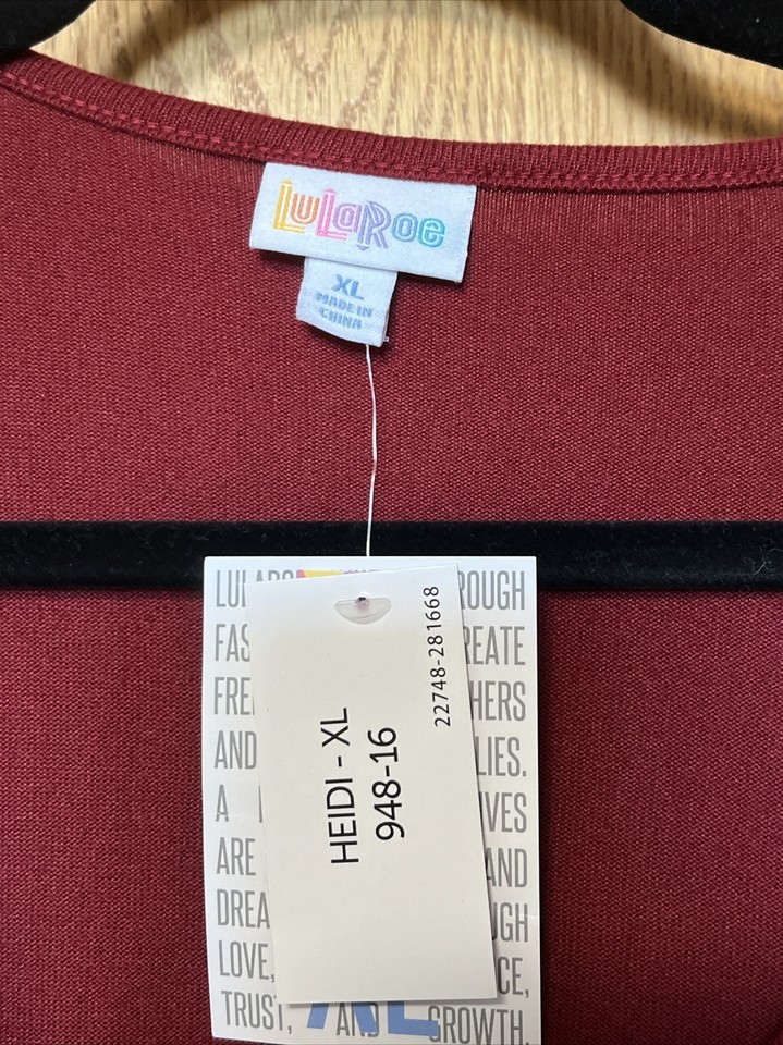 NWT LuLaRoe Large Heidi Babydoll Dress Solid Burgundy Red New W Tags ...