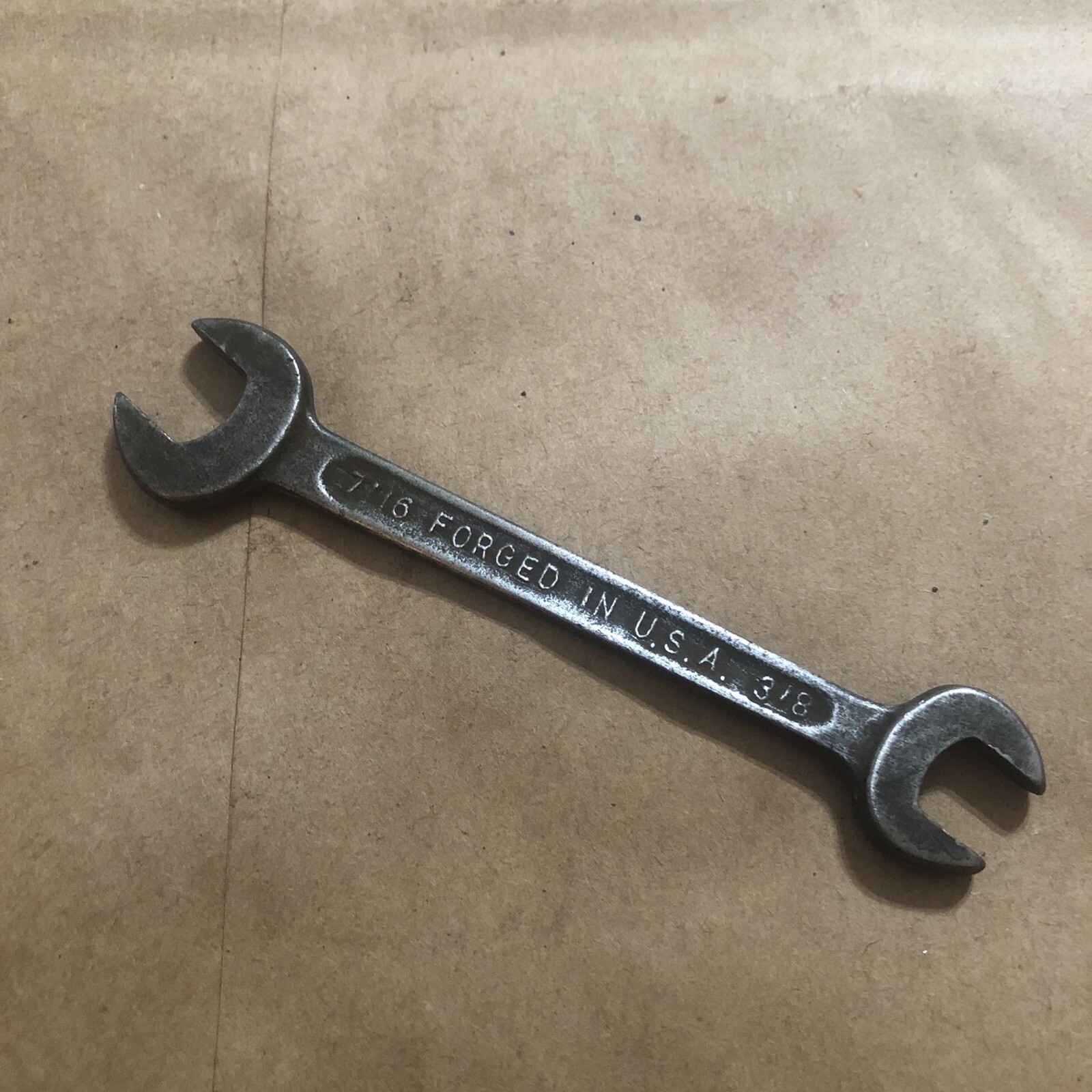 7/16” X 3/8” Double Open End Wrench FORGED IN USA With Blank Back See ...