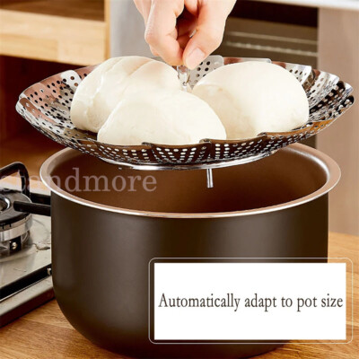 Tray Mesh Cook Stainless Steel Mesh Folding Steamer Steam Vegetable ...