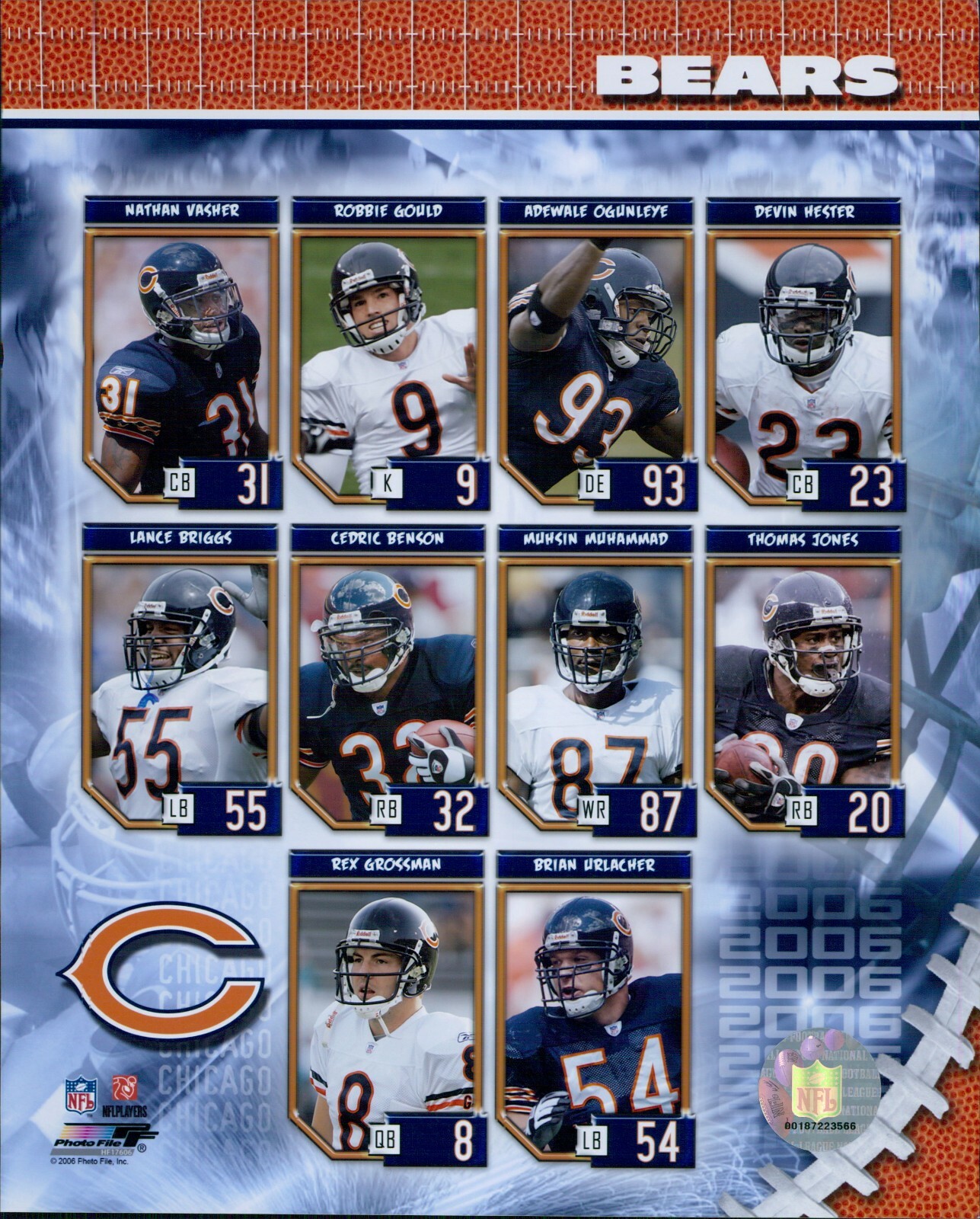 Chicago Bears 2006 Composite Team NFL Licensed Unsigned Glossy 8x10 ...