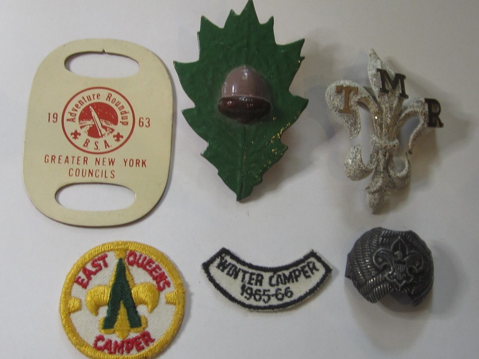 VTG BOY SCOUT RANK Badge Pins + Neckerchief slides/Queens NY Patches | eBay