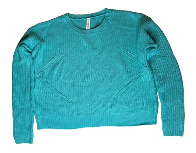 Aeropostale Womens Soft Cropped Cable Knit Turquoise Blue Sweater Size ...
