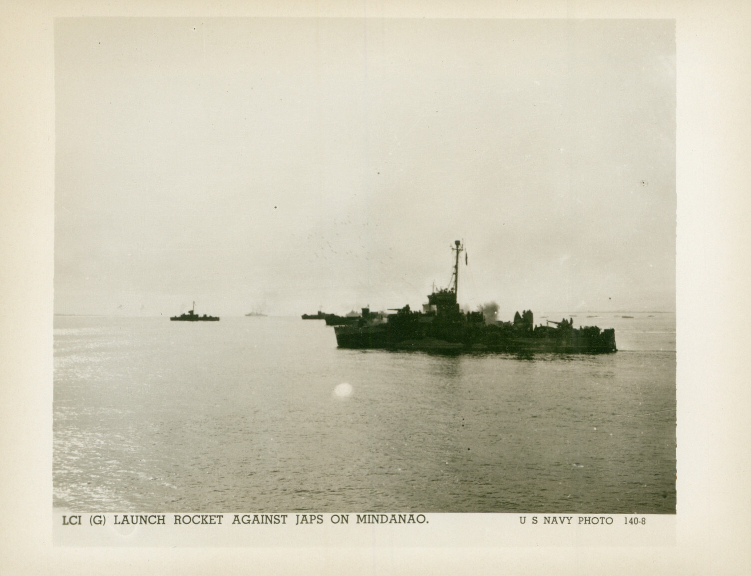 1940s WWII LCI launch Rockets at Mindanao Philippines by Official Photo ...