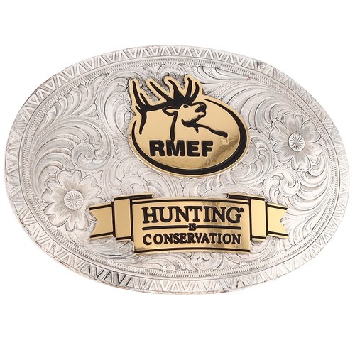 G Silver Rocky Mountain Elk Foundation Rmef Hunting Hunter Vintage Belt ...