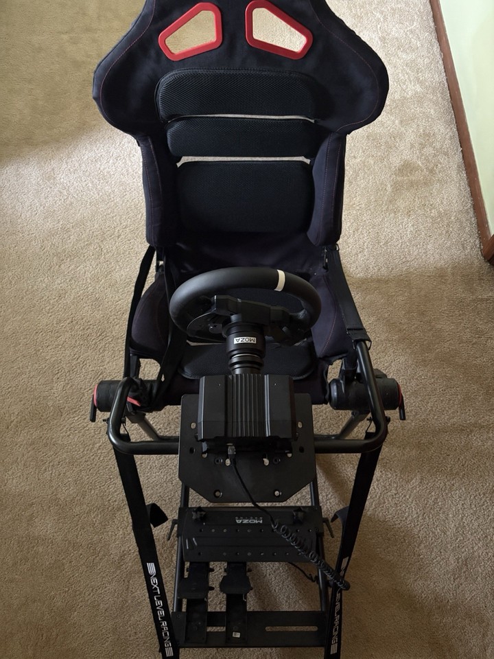 Racing Simulator Cockpit Foldable, with Moza r5 wheel and wheelbase and ...