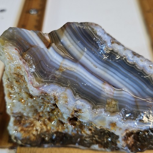 Calandria agate rough. Beautiful blue & silver banded agate, 1LB 9.0oz ...