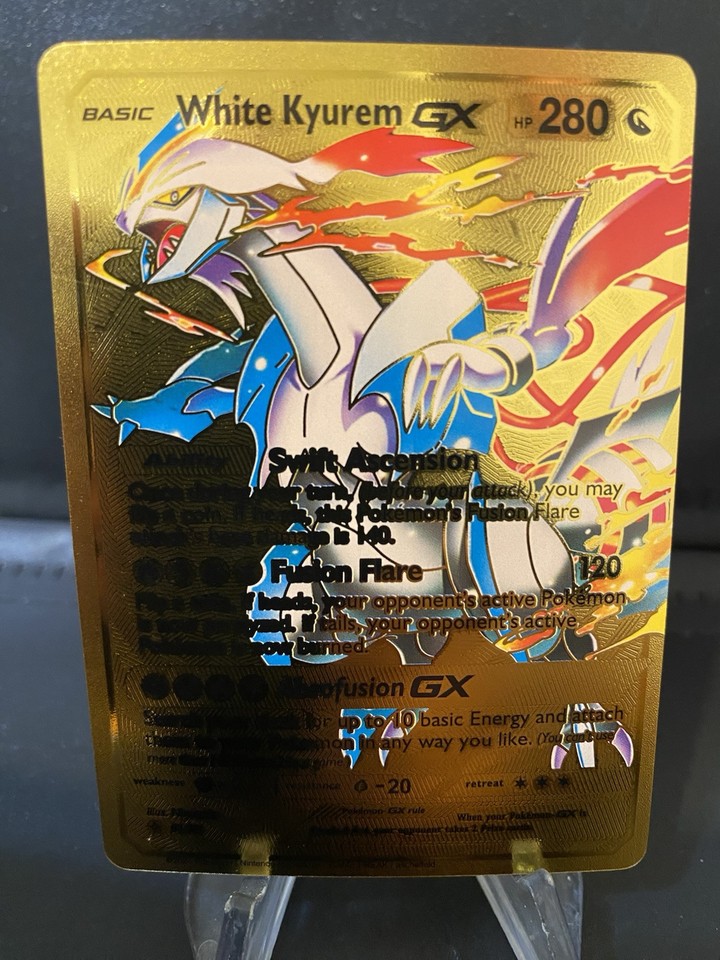 Pokemon Silver Foil Fan Art White Kyurem GX Textured Collector Card | eBay
