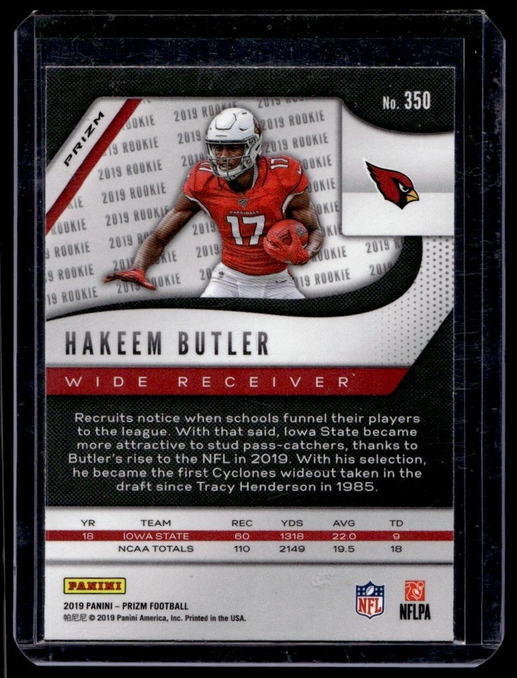 2019 Panini Prizm Red White Blue Hakeem Butler Rookie Arizona Cardinals ...
