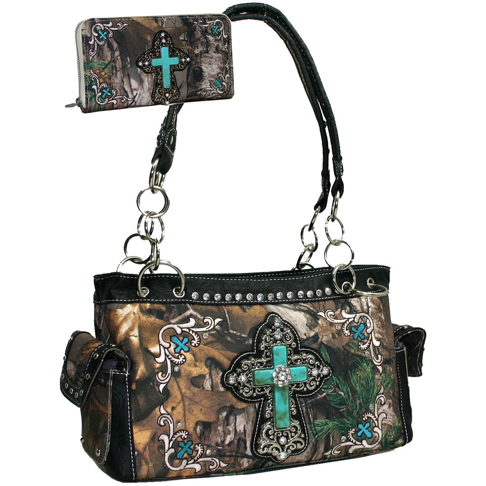 Western Camouflage + other colors Rhinestone Purse Handbag/Matching ...