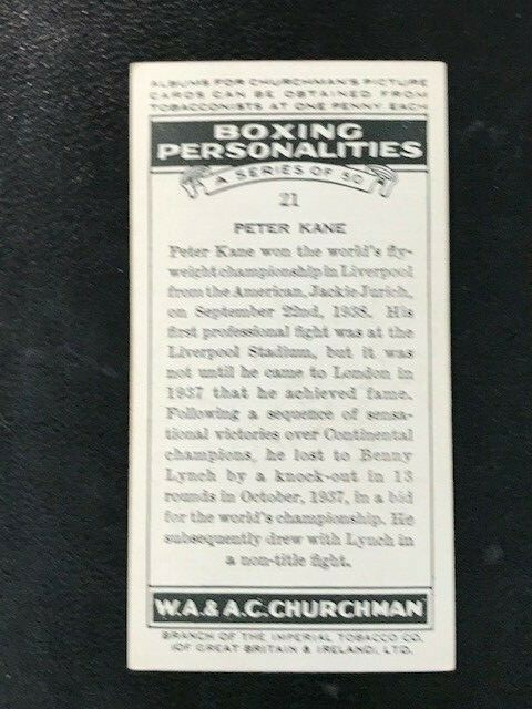 1938 WA&AC Churchman Boxing #21 Peter Kane | eBay