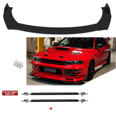 Front Bumper Splitter Spoiler Chin Body Kit +Strut Rods For Subaru GC8 ...