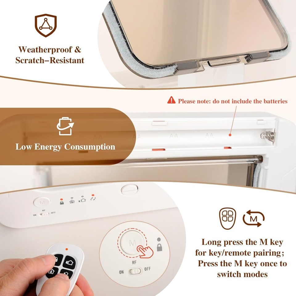 Smart Cat Door Pet Door 3 RFID Collar Sensor Keys Automatic Opening Cat ...