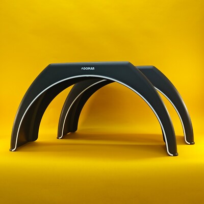 Single Wheel Mudguards PAIR Flat Top Plastic 880 x 260mm Black Mud Flap ...