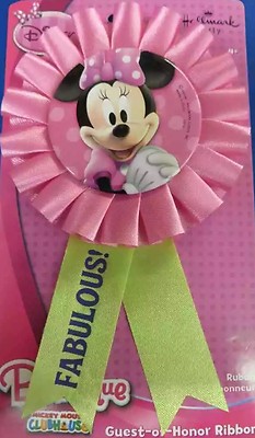 Minnie Mouse Bow-tique Party Supplies-Guest of Honor Ribbon award | eBay