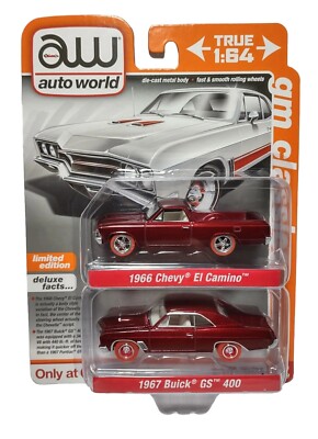 Auto World Ultra Red Chase '66 Chevy El Camino '67 Buick GS 400 Target ...