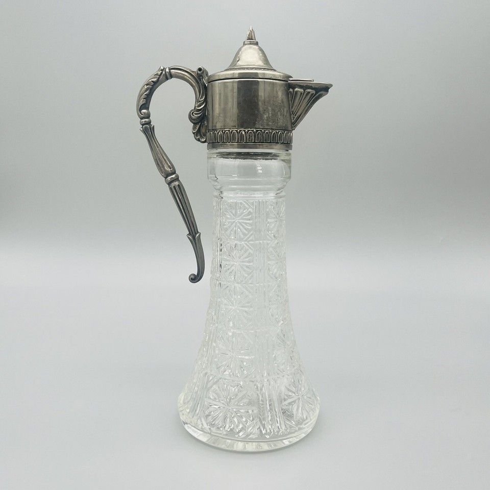 VTG Raimond Italy Silverplate and Patterned Glass Claret Wine Decanter ...