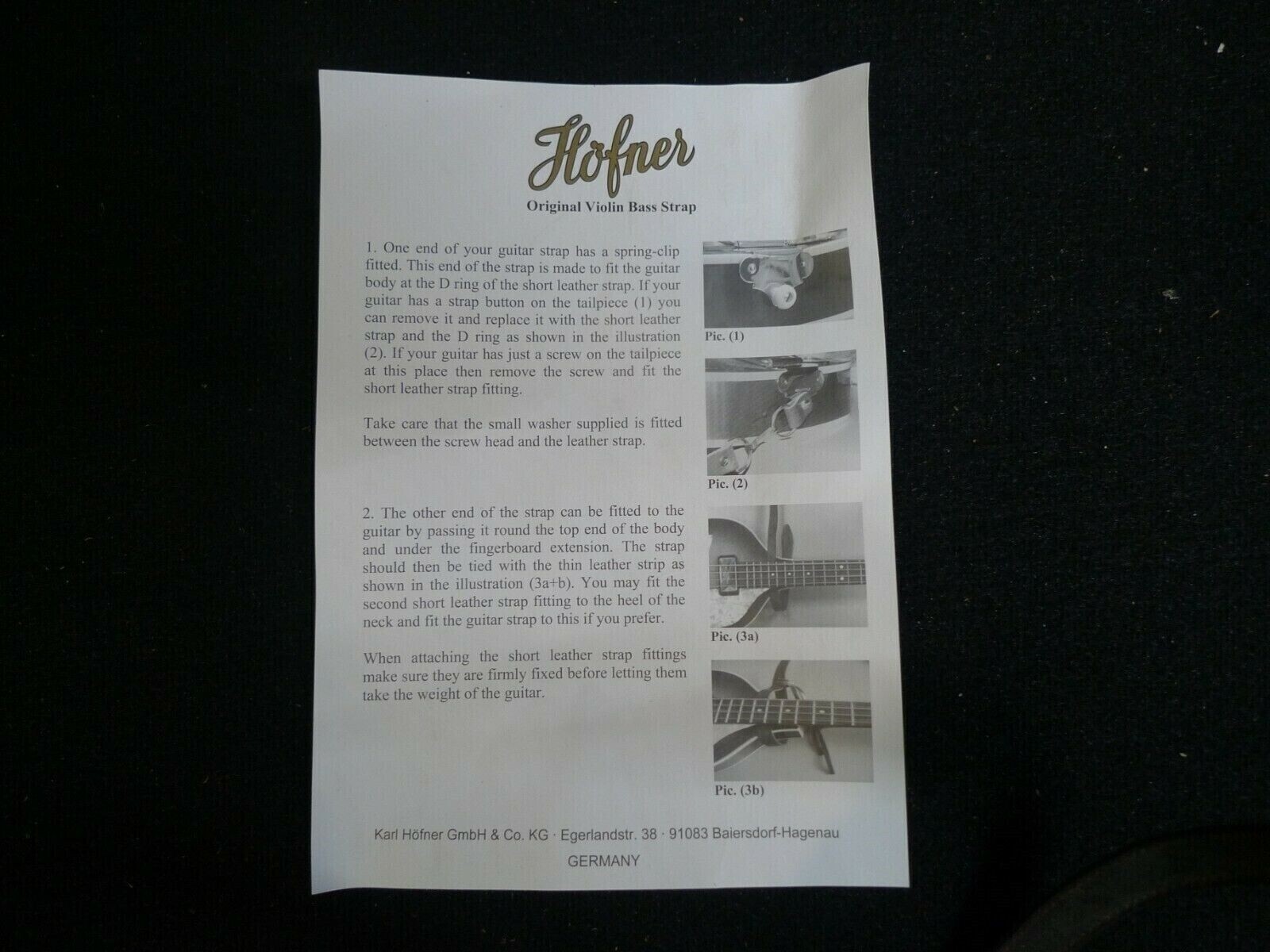 GENUINE HOFNER BEATLE BASS VINTAGE STYLE GUITAR STRAP H65/50 For 500/1 ...