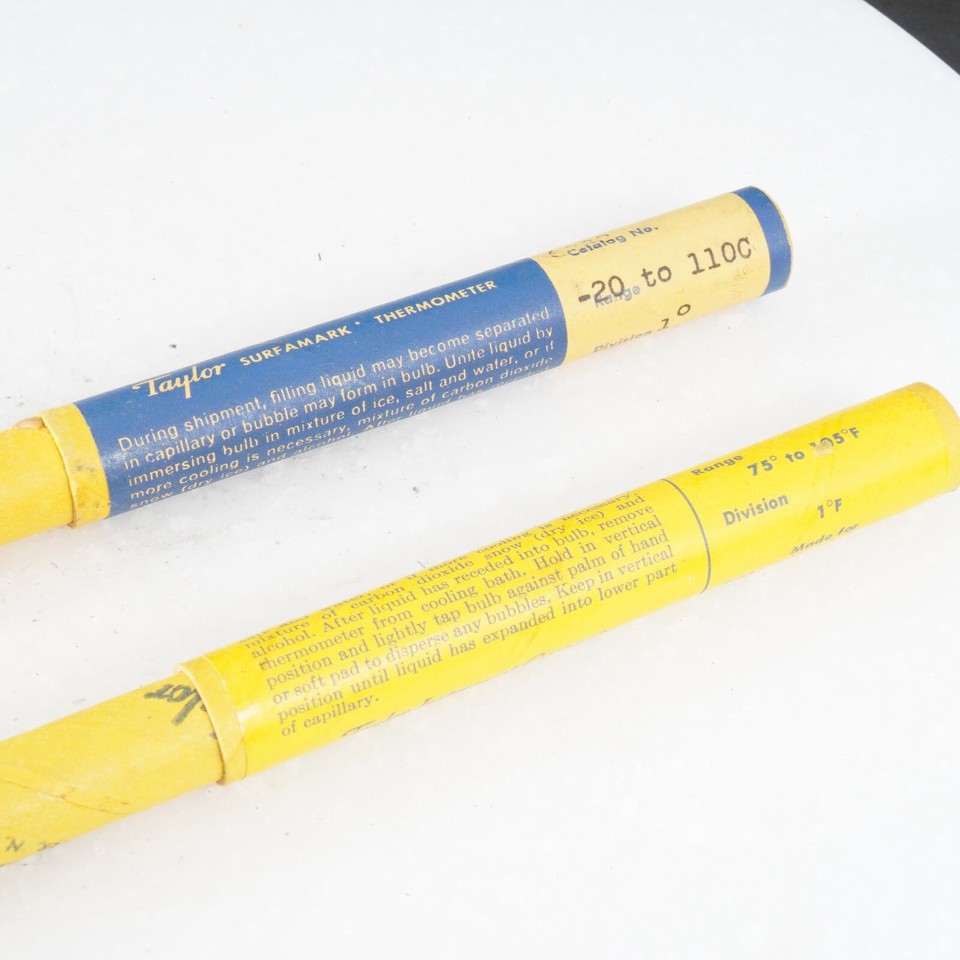 ^Taylor instruments etched stem thermometer 20 to 120 degrees 6"/12 ...